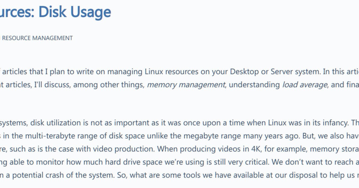 Managing Linux Resources: Disk Usage
