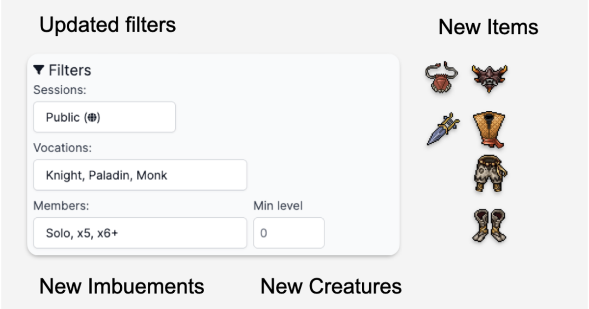Apr 14, 2025 - Monk Update: New Items, Filters, Creatures and Imbuements